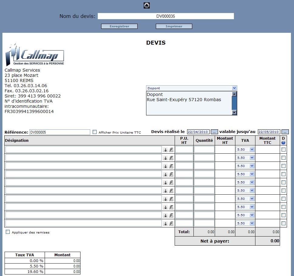 Aide en Ligne de callmap - Devis, contrats, factures et documents non ...
